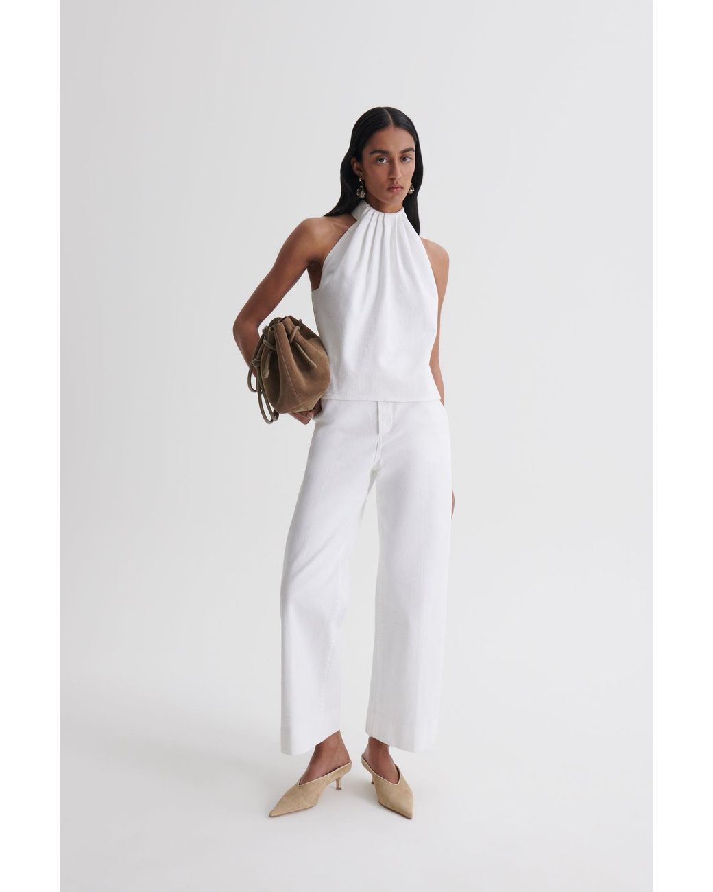 Scanlan Theodore Denim Cropped Jean in White | Lyst