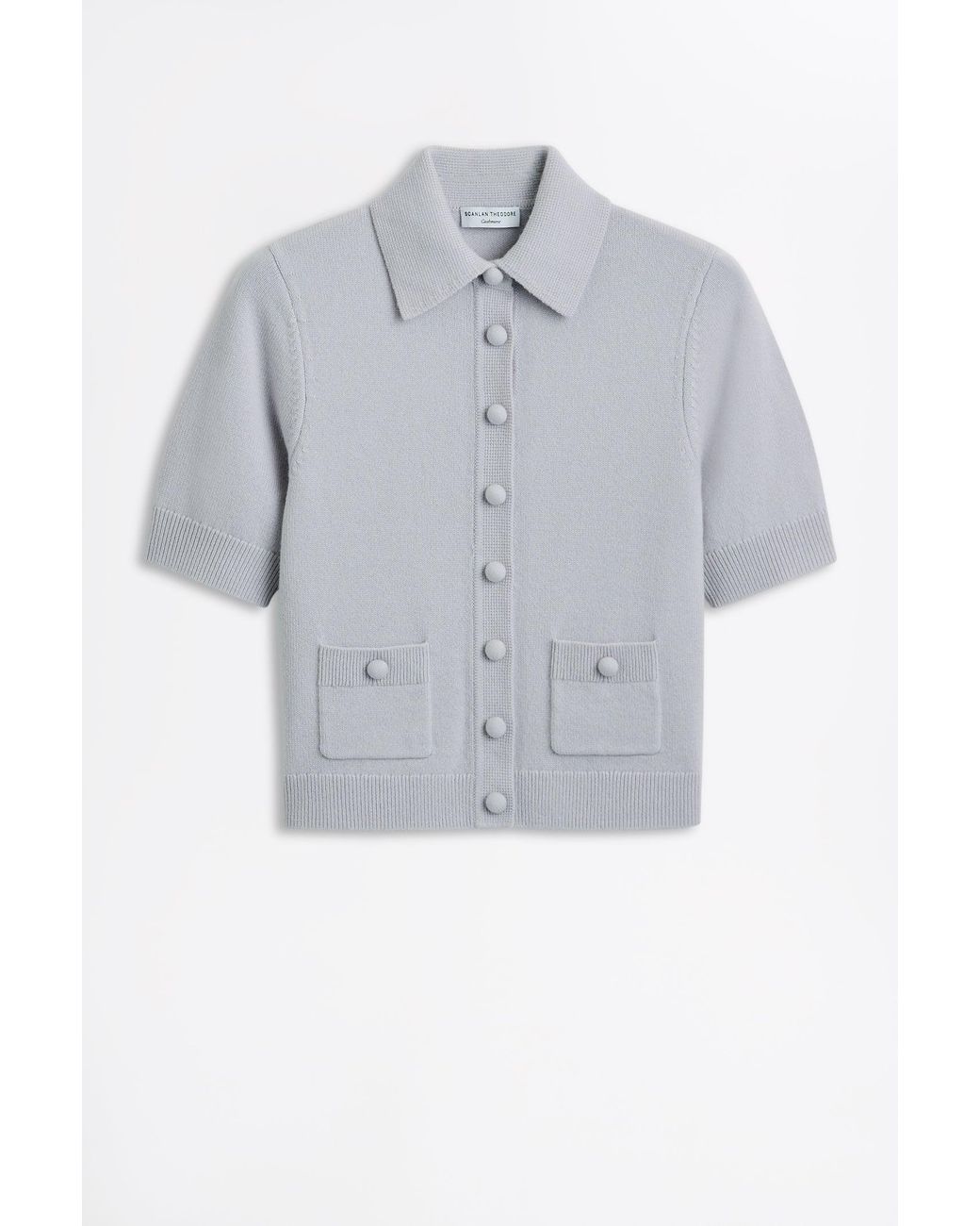 Scanlan Theodore Cashmere Short Sleeve Cardigan in Gray | Lyst