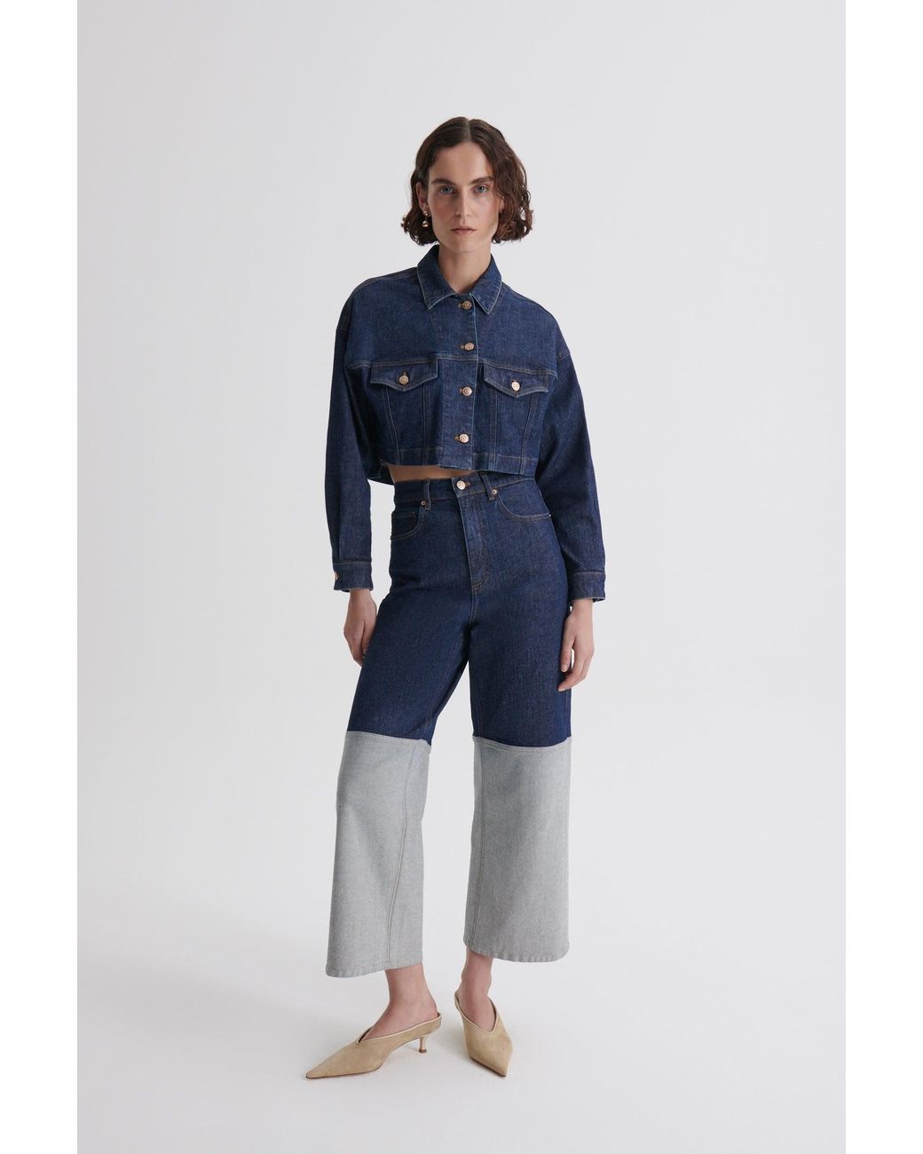 Scanlan Theodore Denim Cropped Jacket in Blue | Lyst
