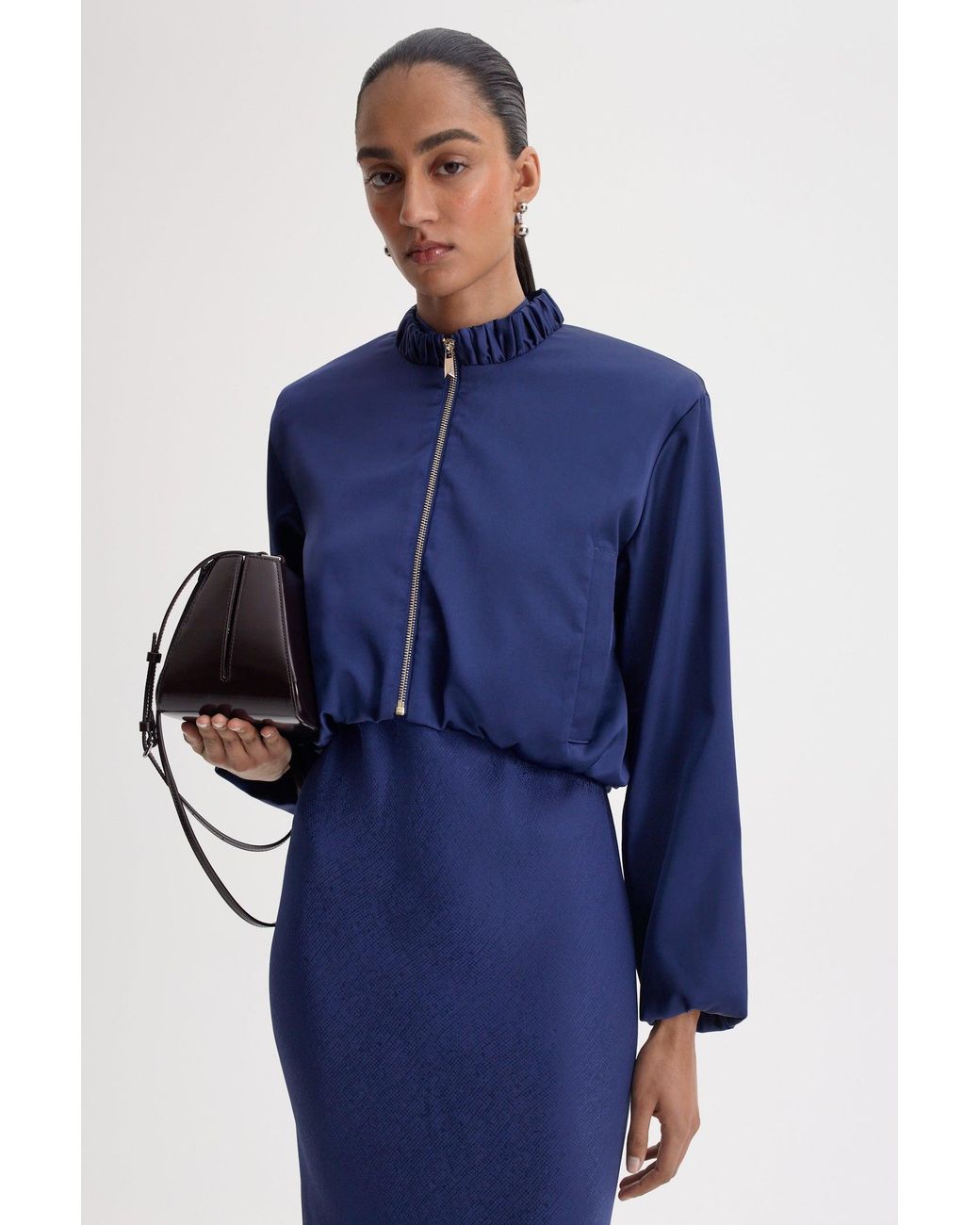 Scanlan Theodore Satin Bomber in Blue | Lyst