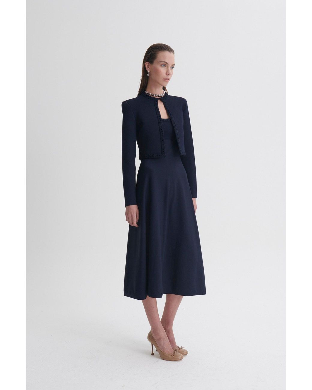 Scanlan Theodore Crepe Knit Daisy Jacket in Blue | Lyst