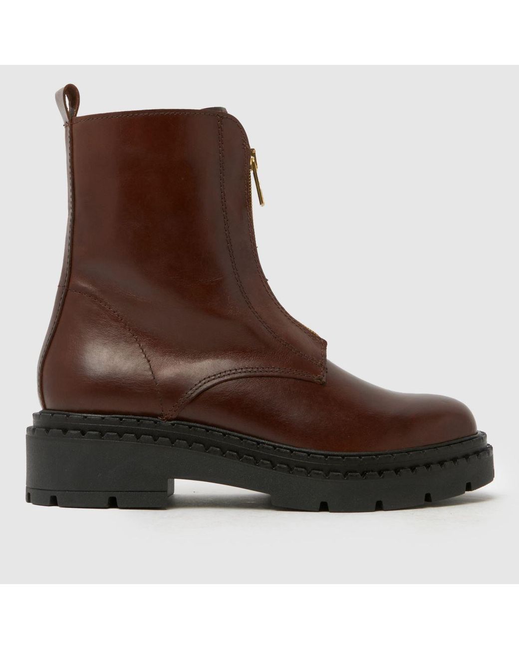 schuh Amber Leather Zip Boots in Brown | Lyst UK