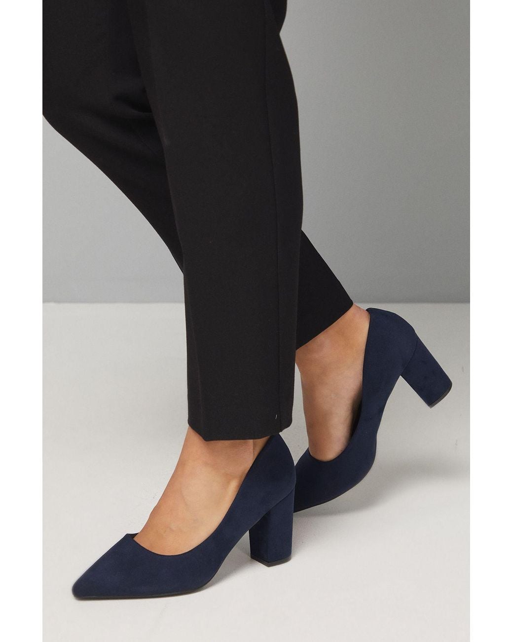 Good for the Sole Wide Fit Exmoor Faux Suede Comfort Medium Block Heel ...