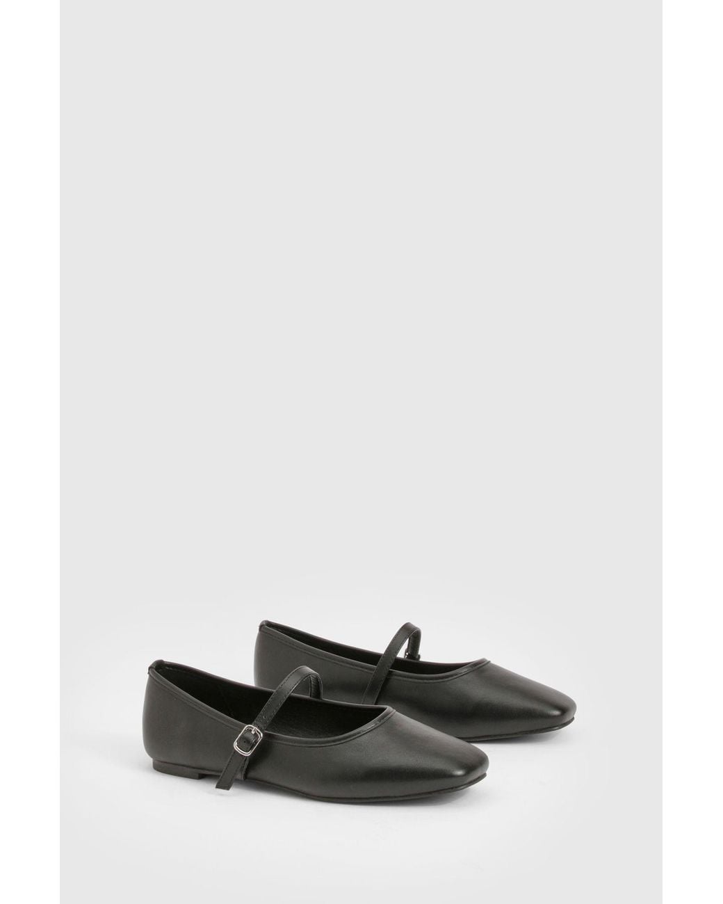 Boohoo Wide Fit Square Toe Mary Jane Ballets in White | Lyst UK
