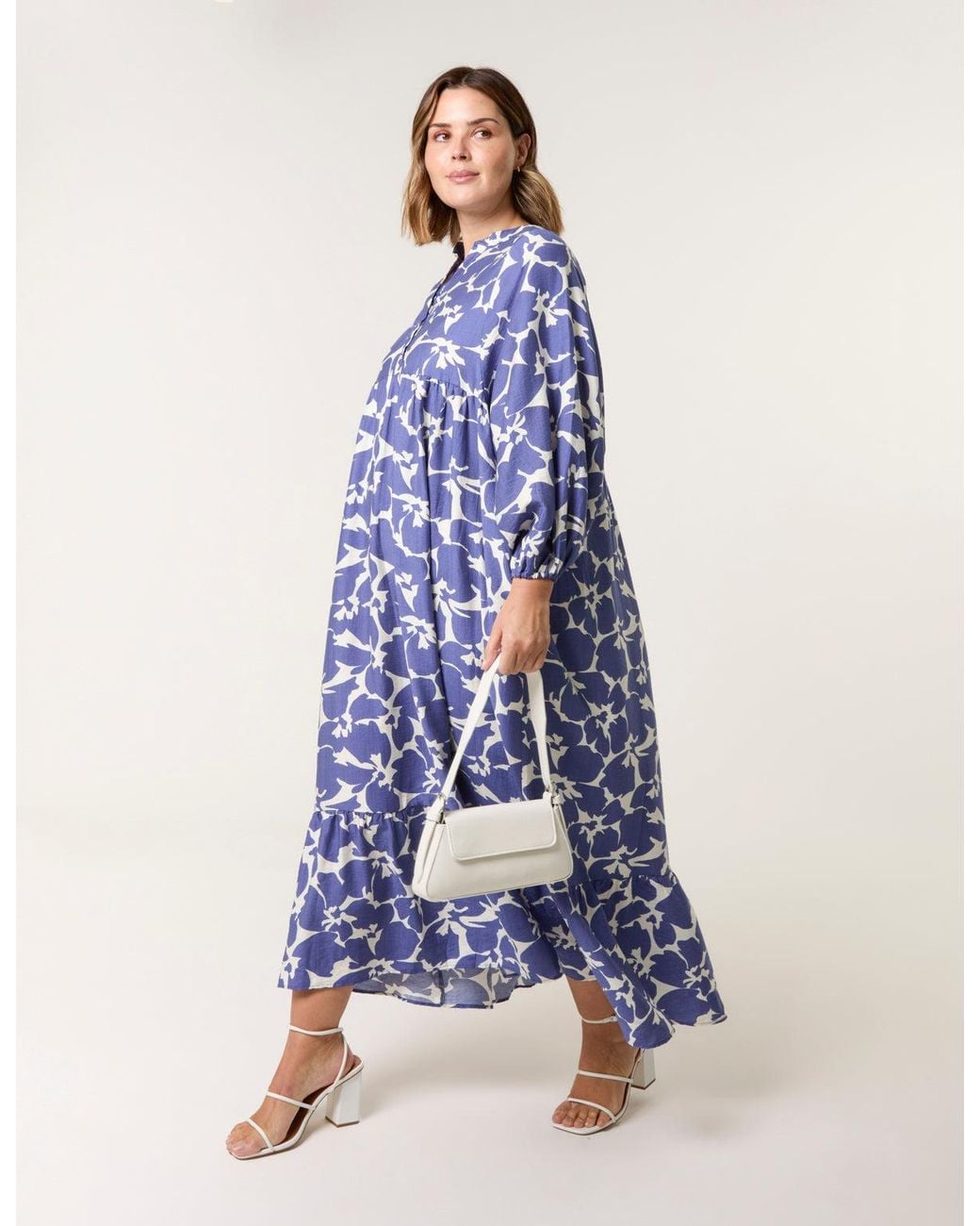 Blue Vanilla Curve Floral Print Dress in Blue | Lyst UK