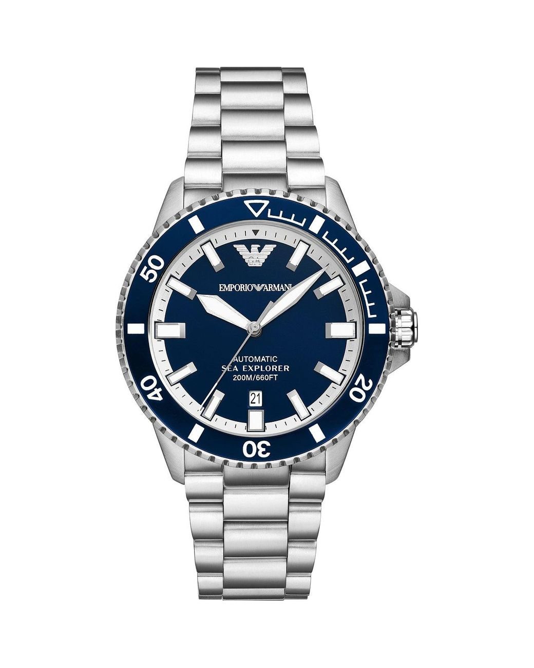 Emporio Armani Sea Explorer Automatic Dive Watch in Blue for Men | Lyst UK