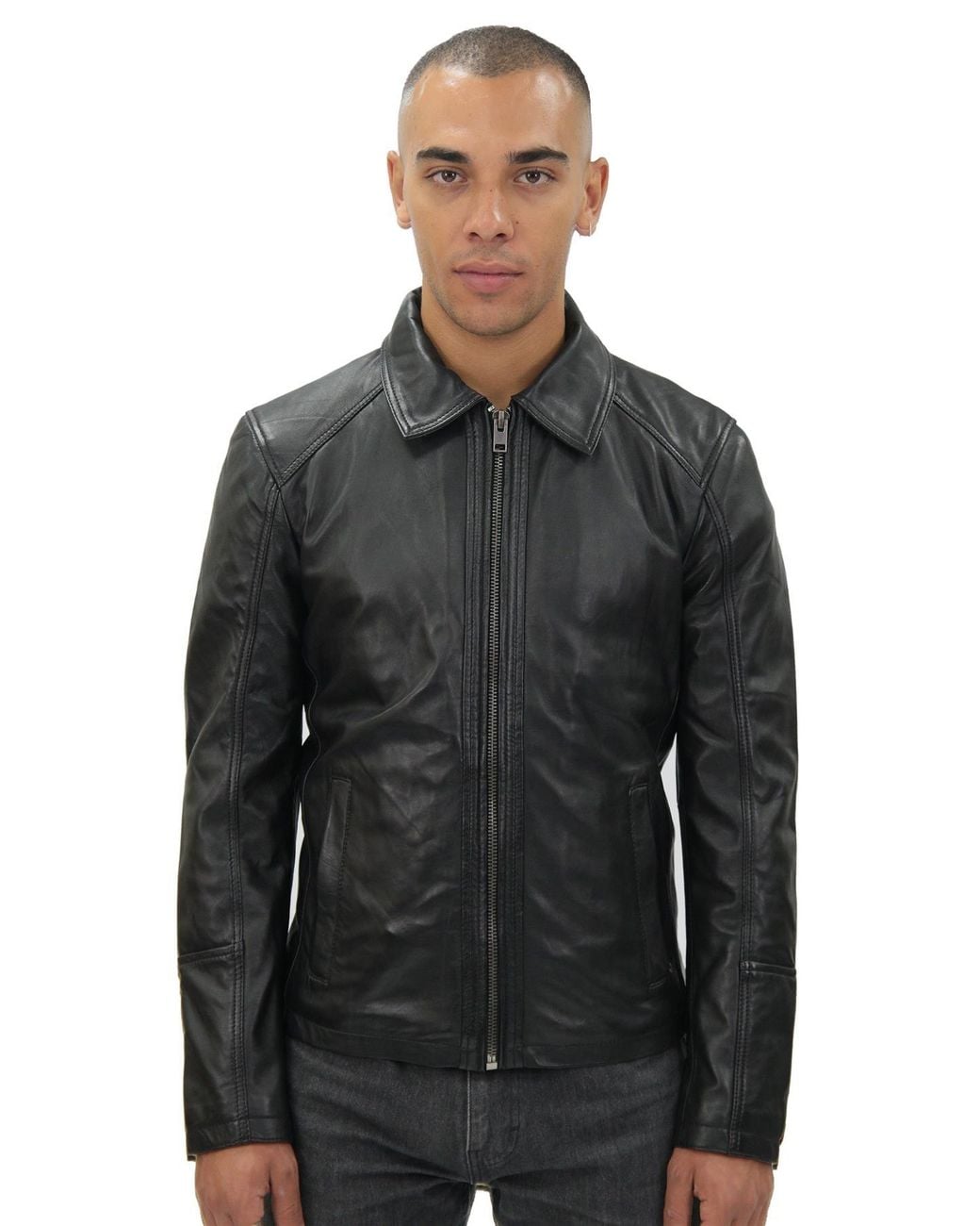 Infinity Leather Smart Classic Harrington Jacket-New York in Black for ...