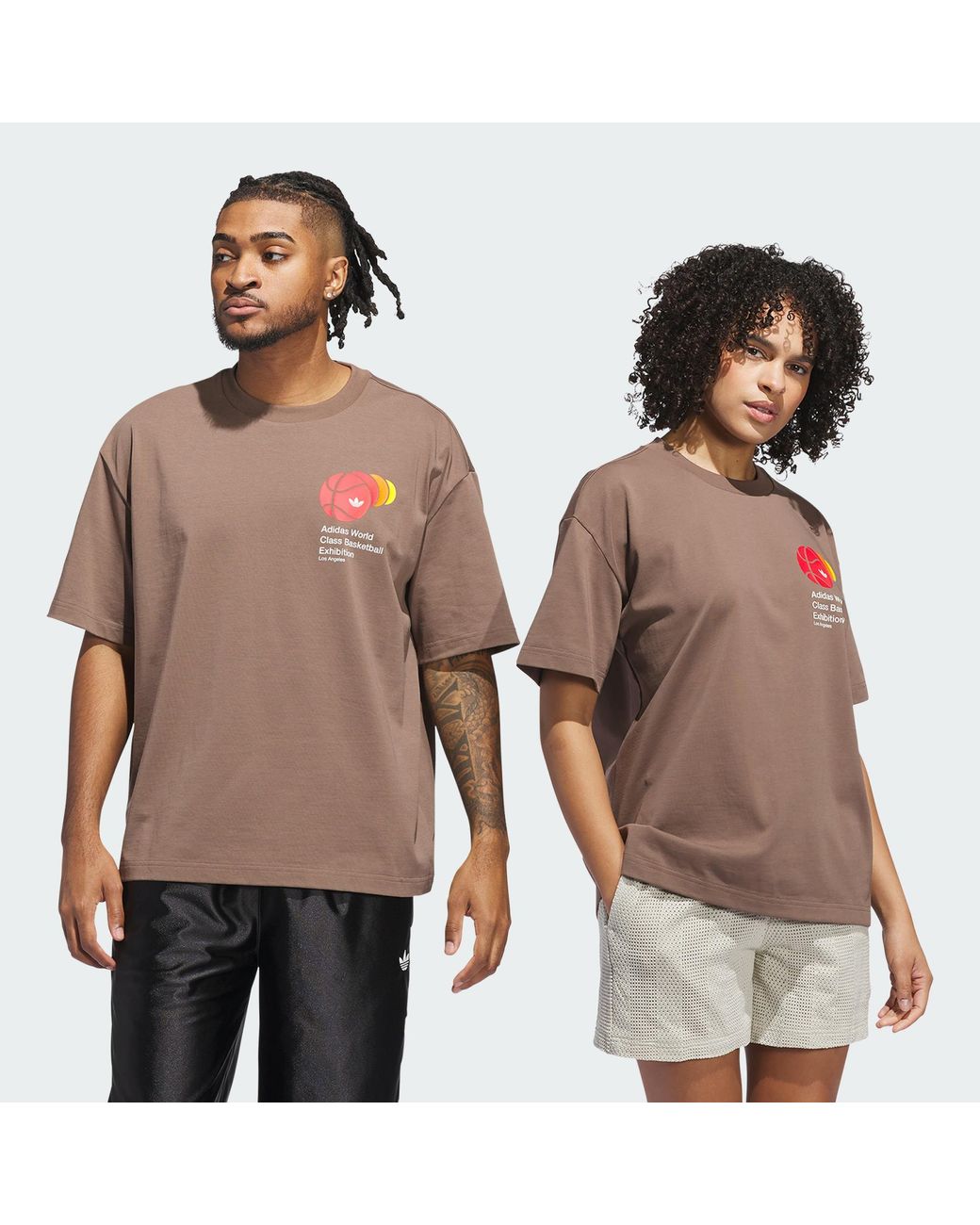 adidas Originals World Class Tee in Brown | Lyst UK