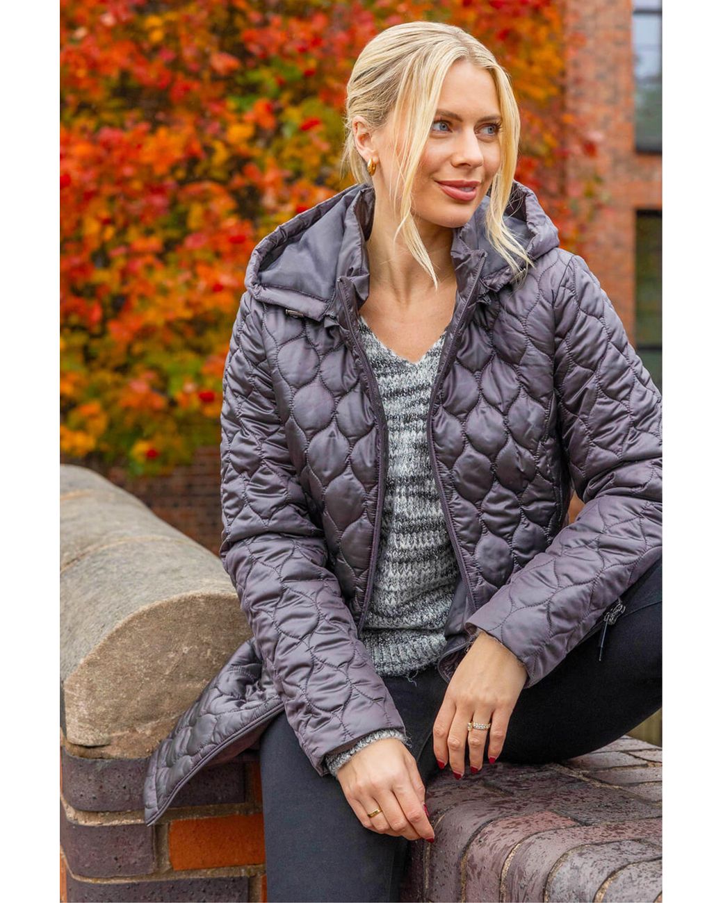 Roman Hooded Quilted Puffer Coat in Grey | Lyst UK