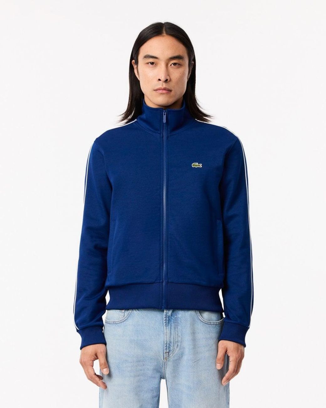 Lacoste Paris Pique Zip Front Track Jacket Size: M in Blue for Men ...