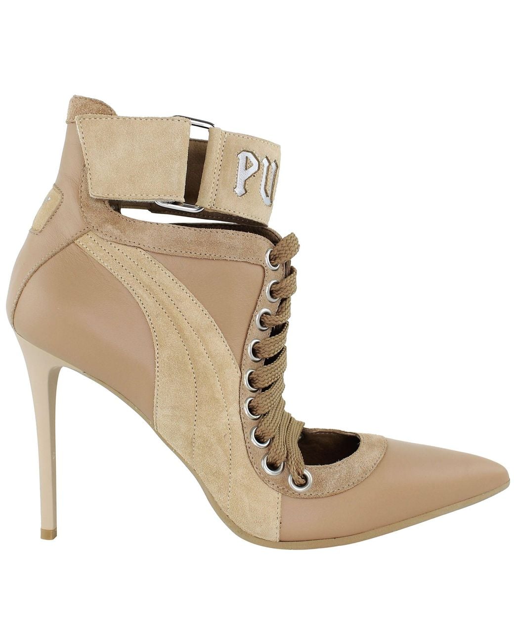 PUMA X Rihanna Fenty Lace Up High Heels in Natural | Lyst UK