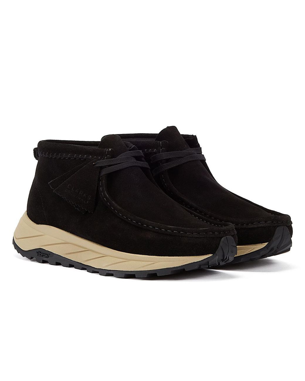Clarks Wallabee Eden Suede Lace-Up Shoes in Black for Men | Lyst UK