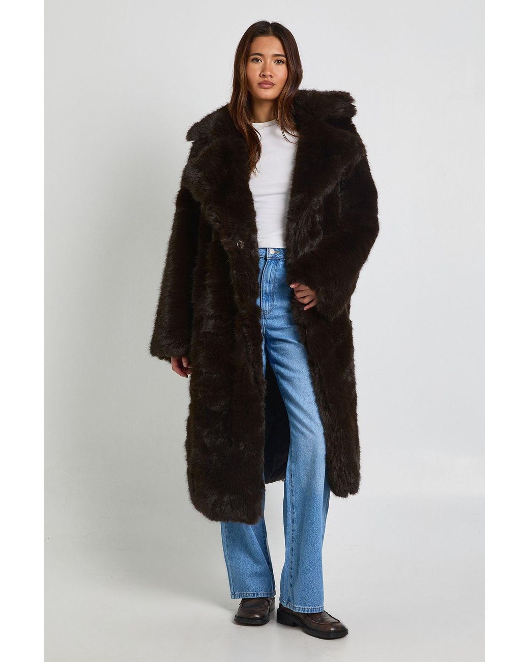 Boohoo Premium Faux Fur Maxi Jacket in Blue | Lyst UK