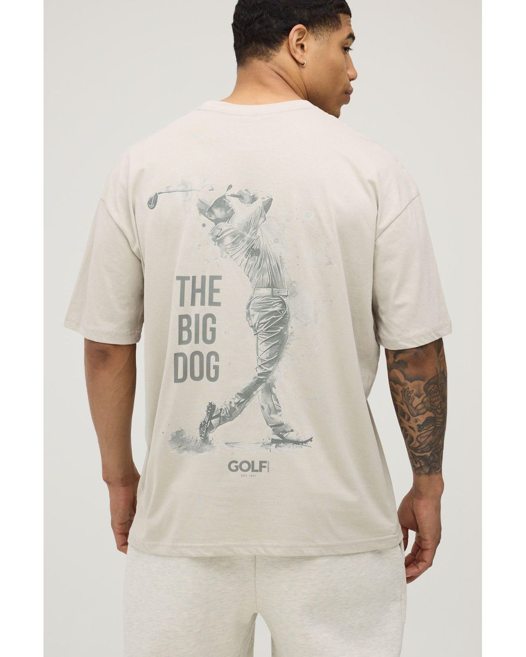BoohooMAN Golf Monthly The Big Dog Oversized License Print T-Shirt in ...