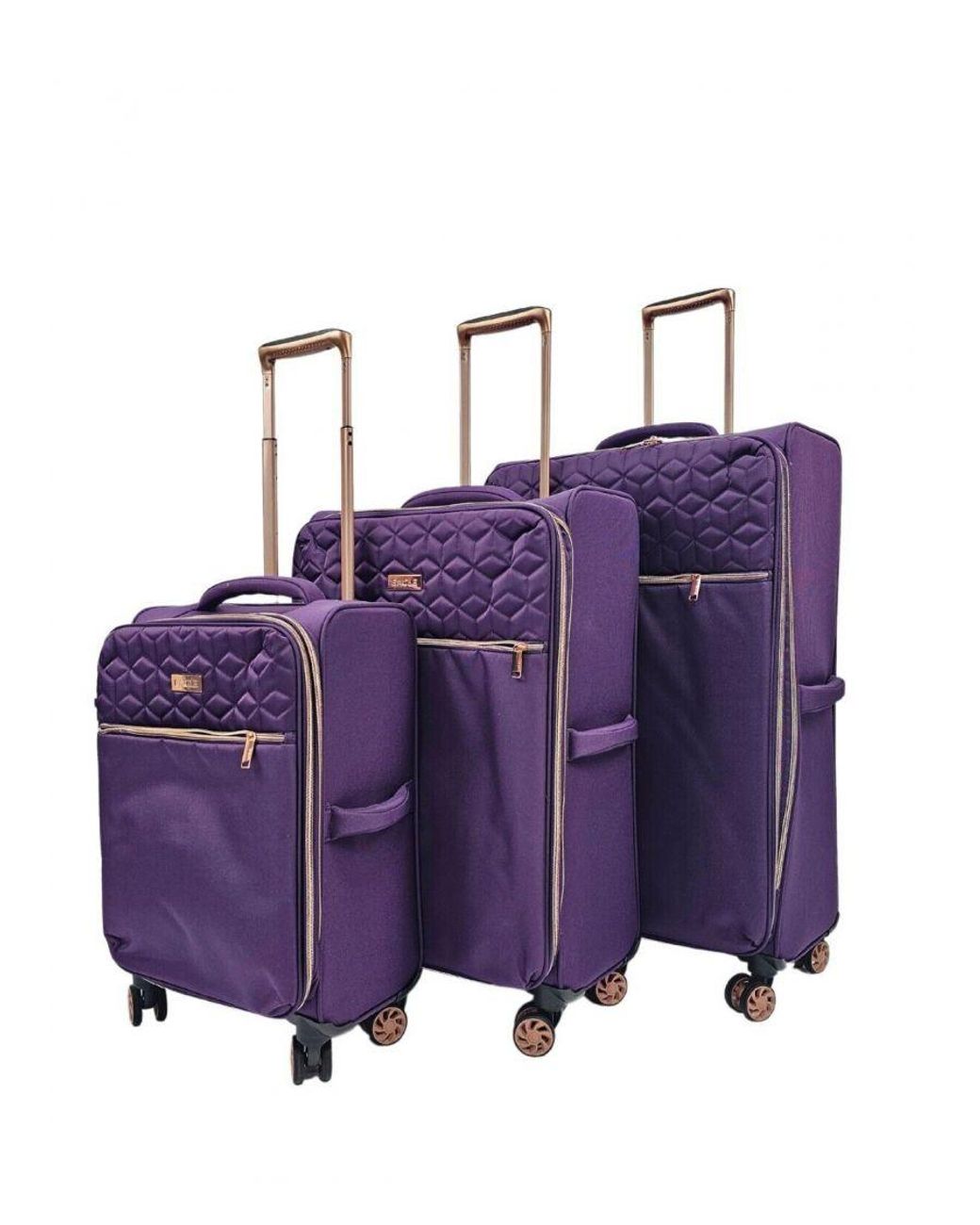 Infinity Leather 4 Wheel Luggage Travel Lightweight Bags Suitcases Set in Purple Lyst UK