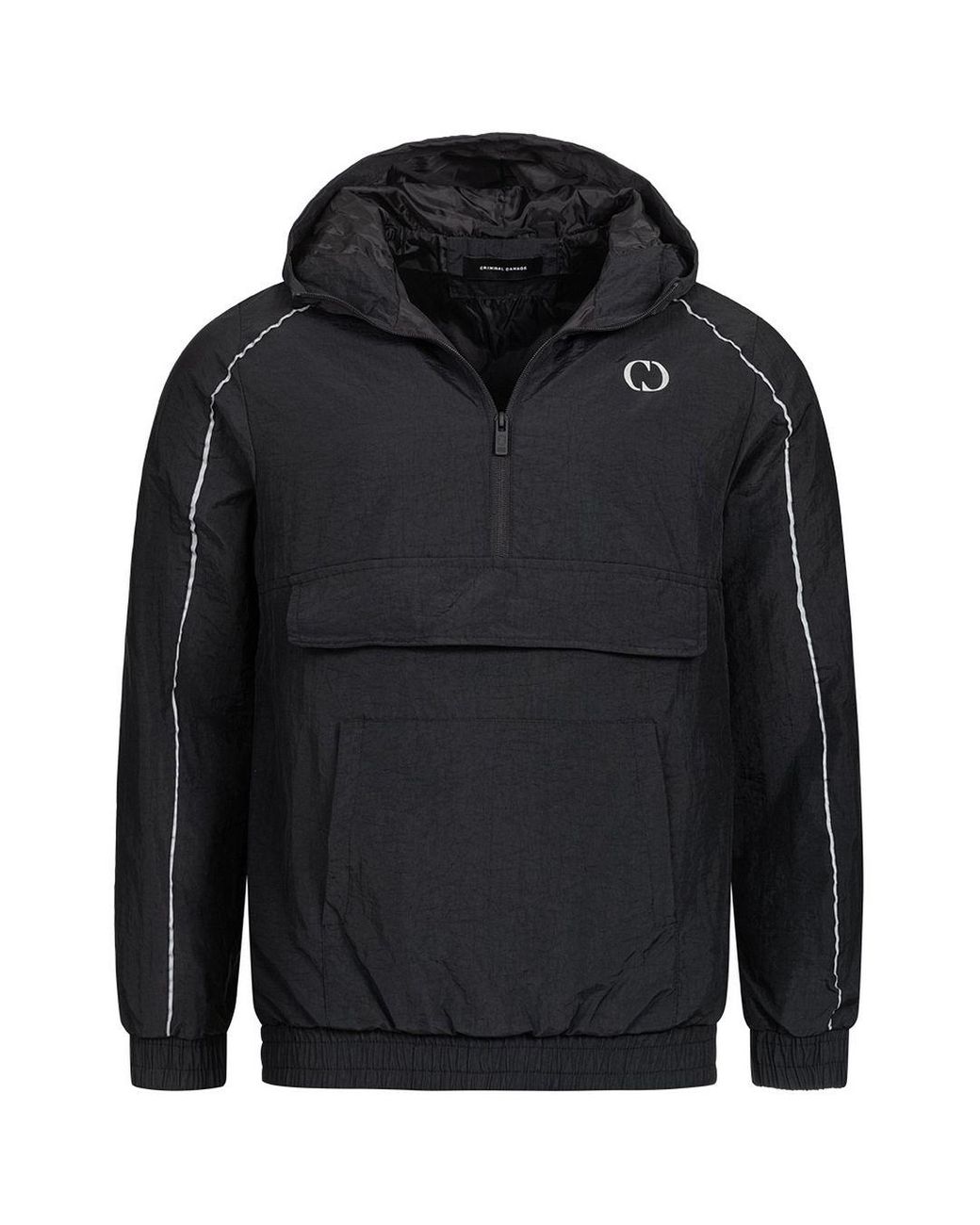 Criminal Damage Windbreaker Jacket Nylon in Black for Men | Lyst UK