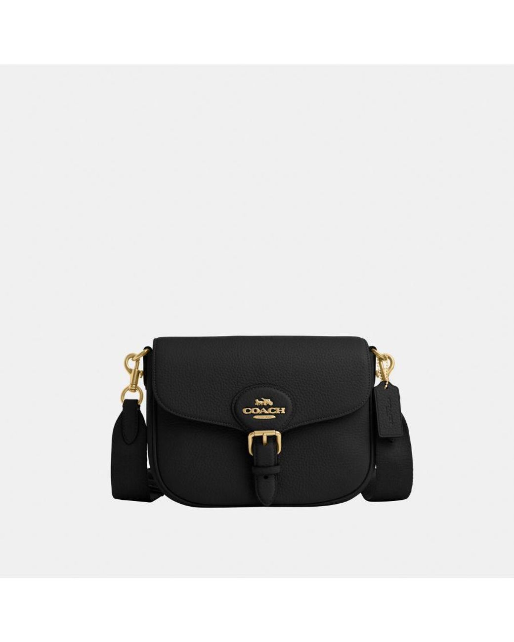 COACH Lux Pebble Leather Amelia Saddle Bag in Black | Lyst UK