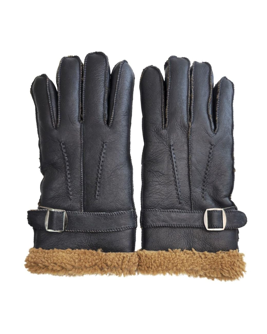 Infinity Leather Luxury Sheepskin Gloves With Buckle in Black for Men ...