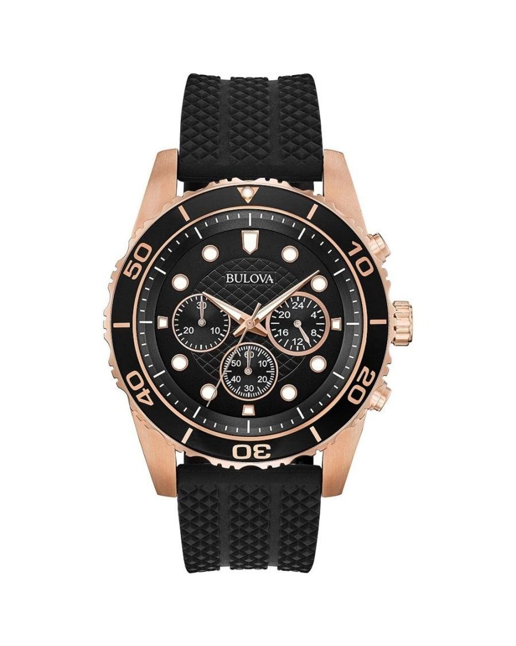 Bulova Sports Chronograph Black Watch 98a192 Rubber for Men | Lyst UK