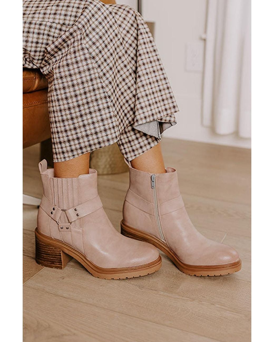 Everyday the Label Ankle Boots Chunky Heel Side Zip in Brown | Lyst UK