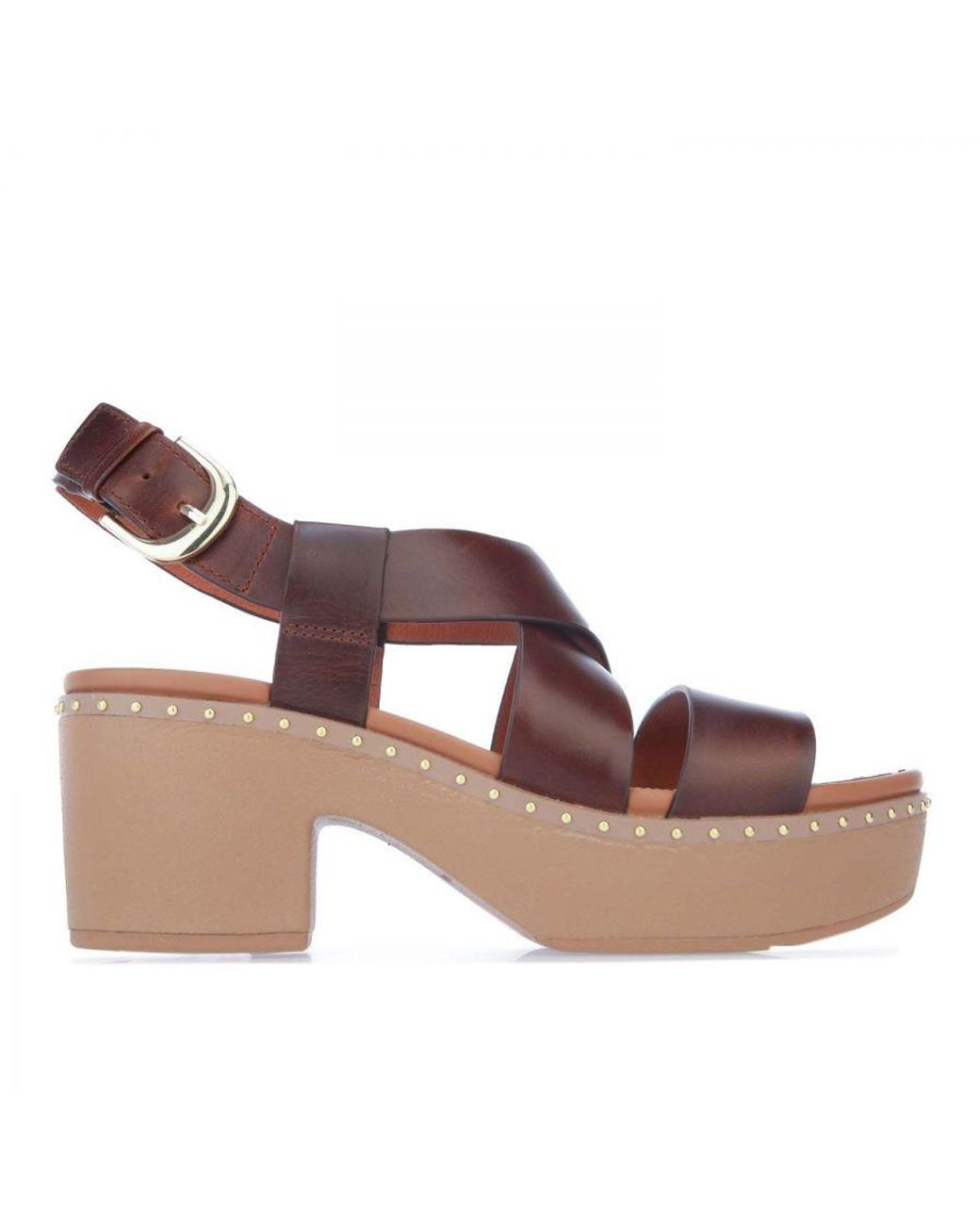 Fitflop S Pilar Back-strap Leather Clogs in Brown | Lyst UK