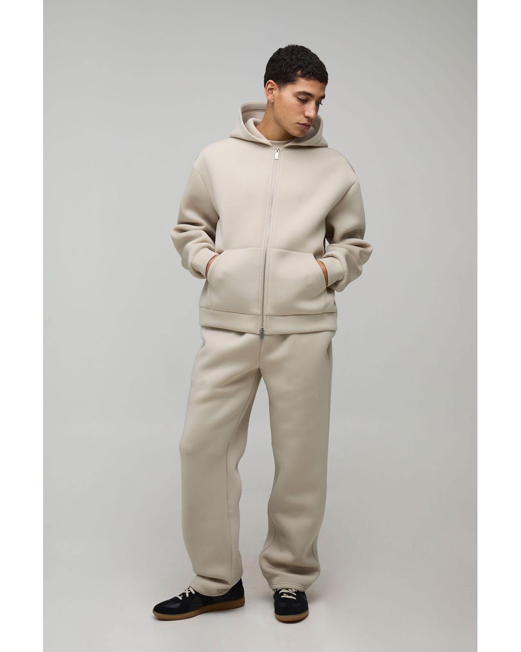 BoohooMAN Oversized Boxy Bonded Scuba Zip Through Hooded Tracksuit in ...
