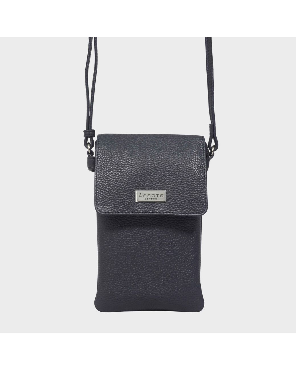 Assots London 'maria' Navy Pebble Grain Real Leather Crossbody Phone ...