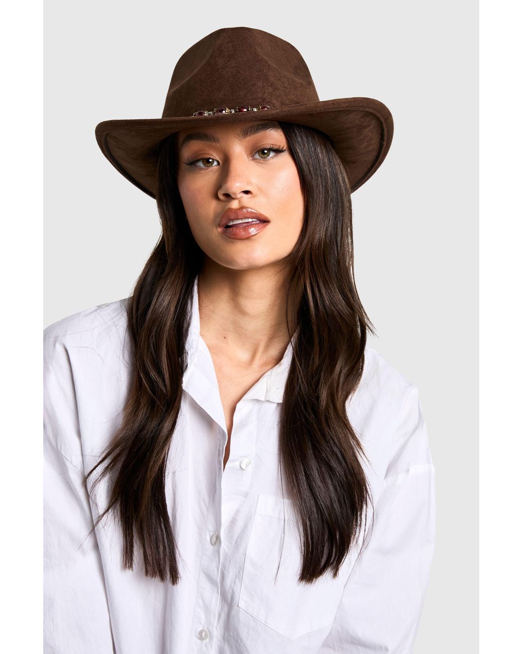 Boohoo Strap Detail Western Cowboy Hat in Black | Lyst UK