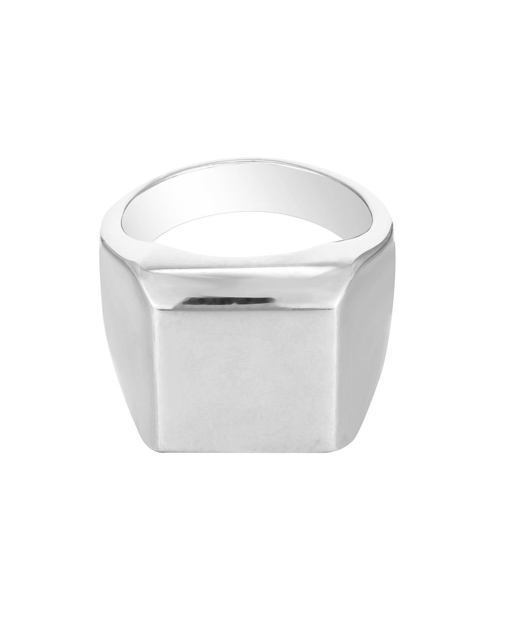 SEOL + GOLD Sterling Domed Square Signet Ring in White | Lyst UK