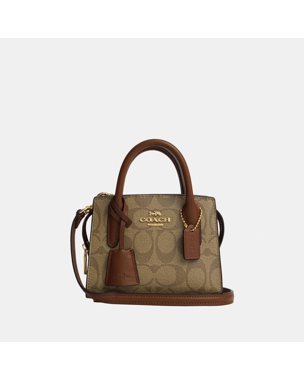 COACH Signature Andrea Mini Carryall Bag in Natural | Lyst UK
