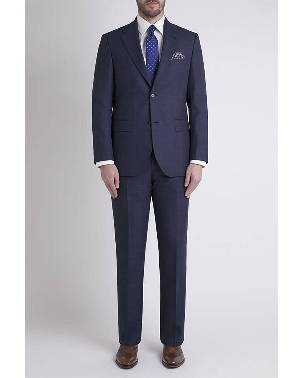 Jeff Banks Slate Windowpane Check Regular Fit Label Suit Jacket in Blue ...