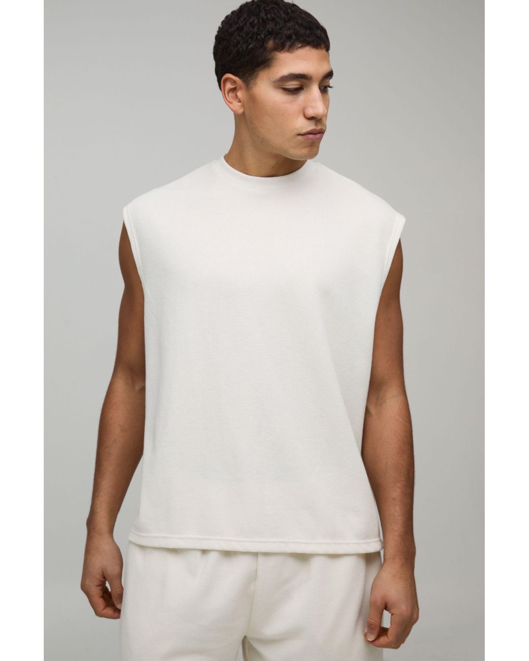 BoohooMAN Oversized Boxy Waffle Tank in White for Men | Lyst UK
