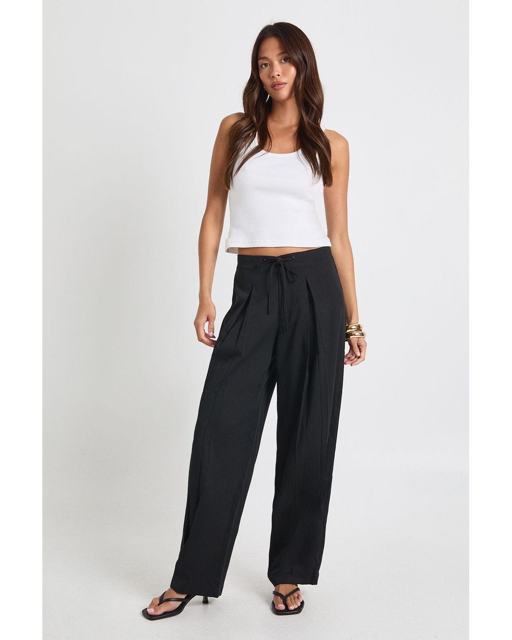 Boohoo Drawcord Barrel Leg Pants in Blue | Lyst UK