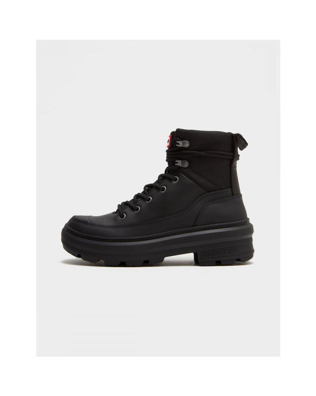 HUNTER Womenss Rebel Explorer Leather Commando Boots in Black | Lyst UK