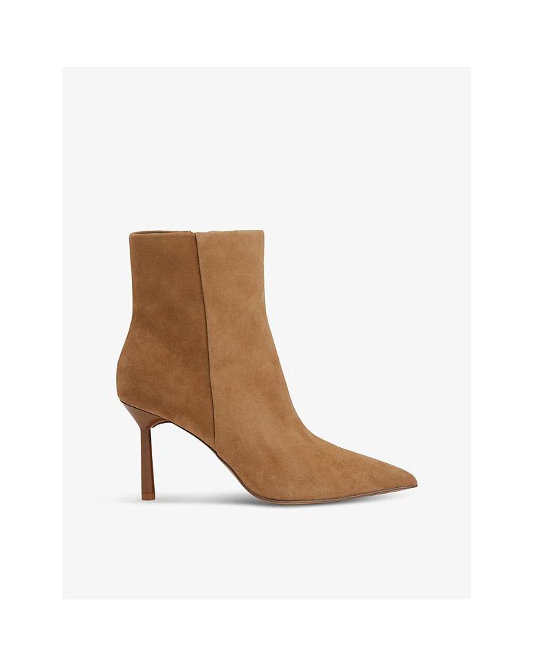 Reiss Karlie Seamed Suede Heeled Ankle Boots in Brown | Lyst