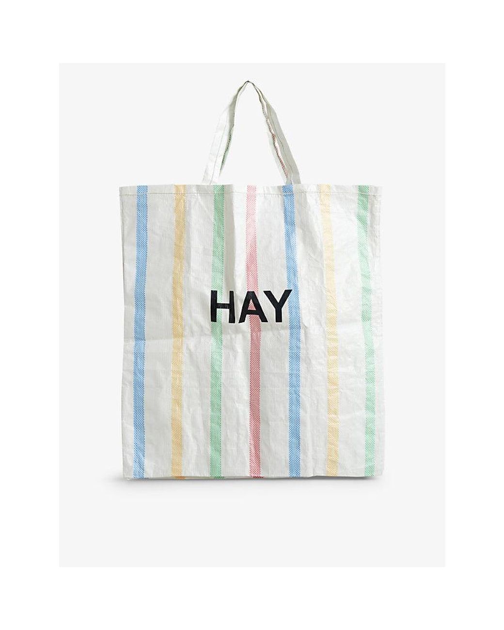 Hay Candy Stripe Xl Plastic Shopping Bag in White | Lyst