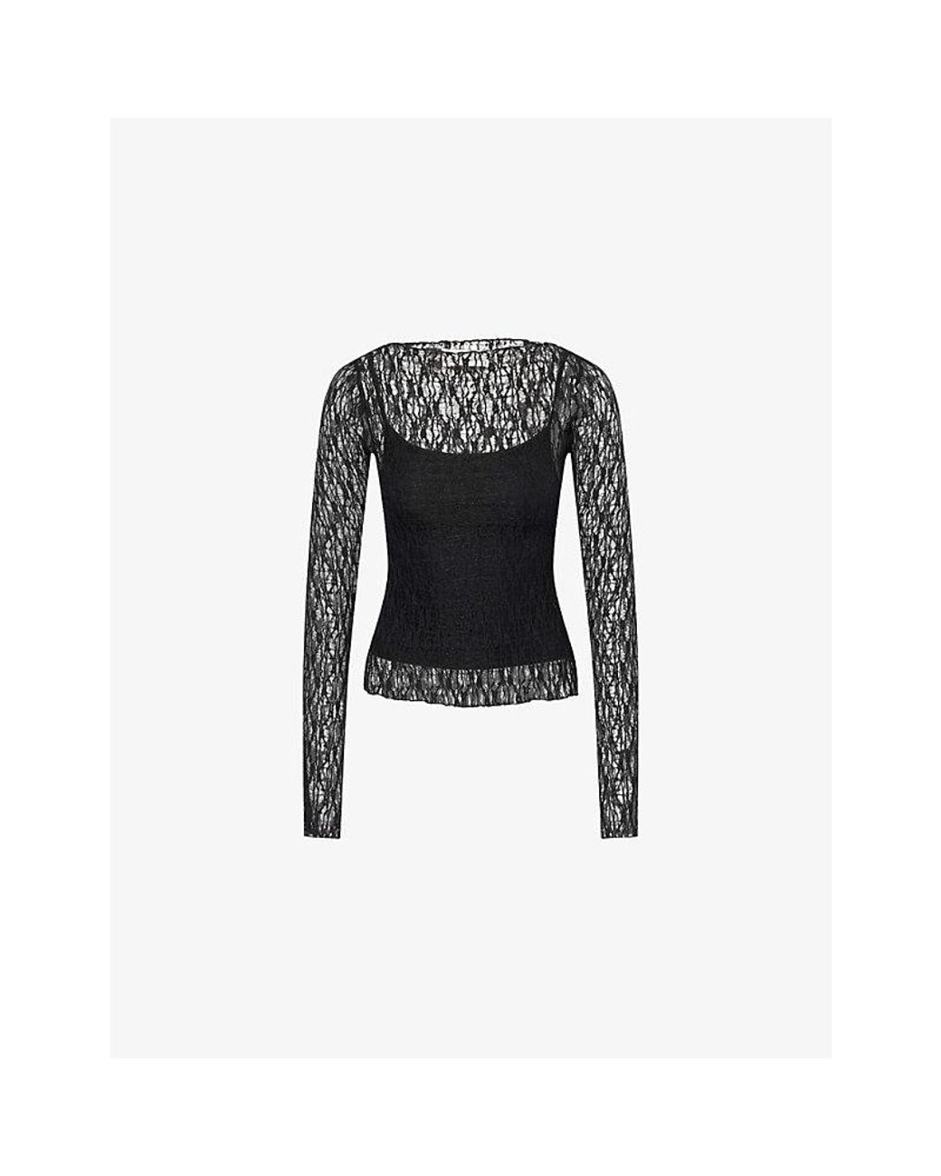 Dissh Lizzie Long-Sleeves Stretch-Woven Top in Black | Lyst