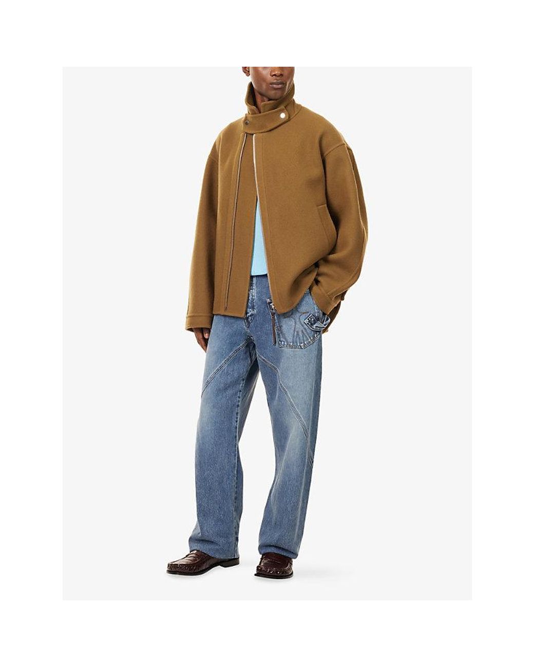 JW Anderson Fireman Double-Faced Wool-Cashmere Blend Jacket in Brown ...