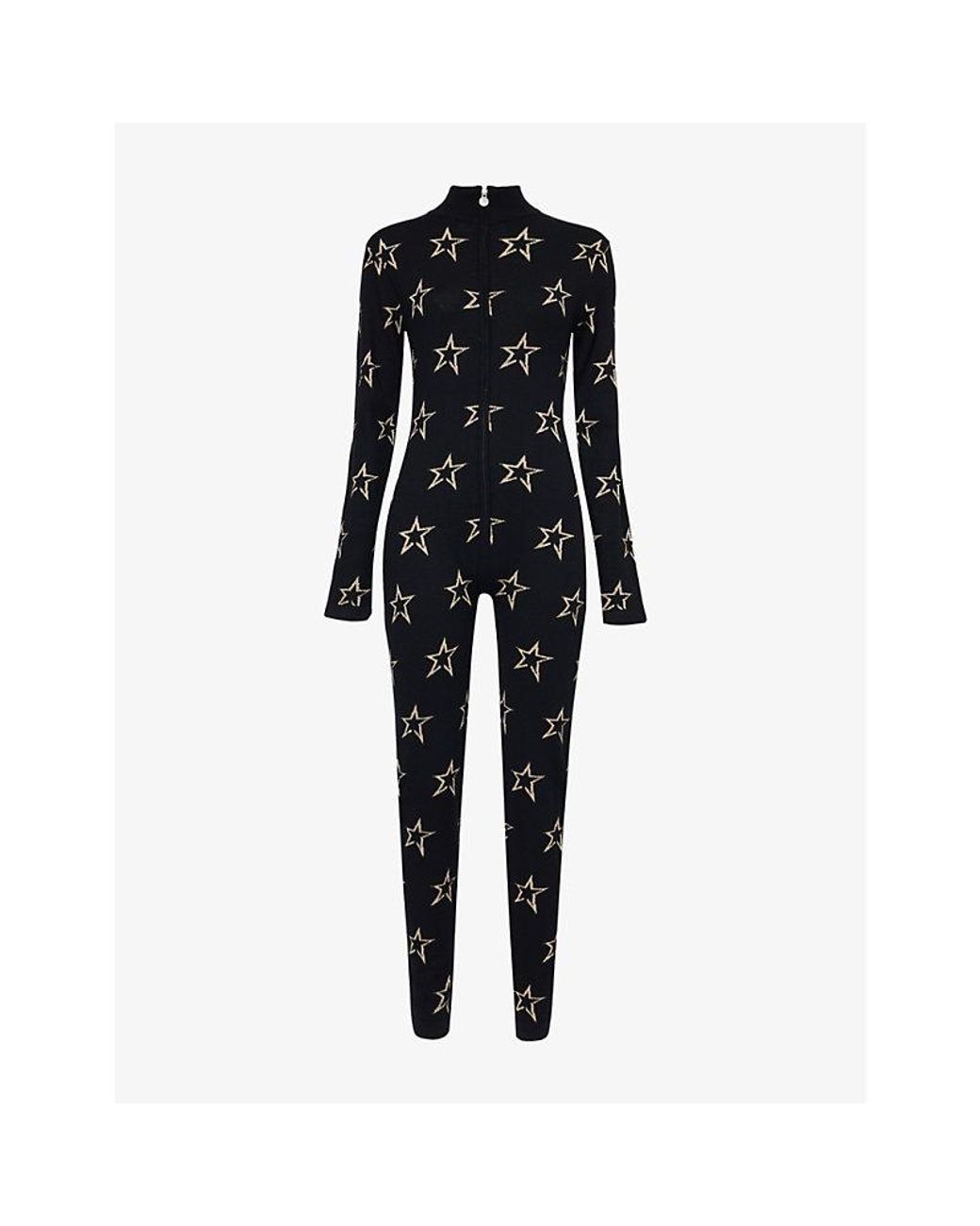 Perfect Moment Floro Star-Pattern Merino Wool-Blend Onesie in Black | Lyst