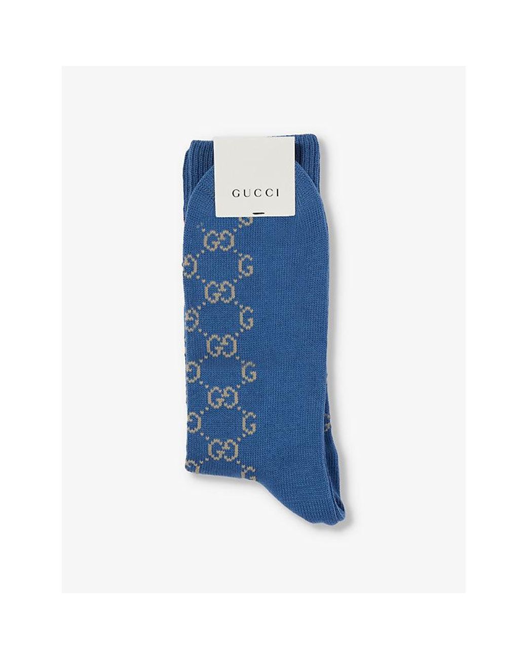 Gucci Monogram-pattern Stretch-cotton Sock in Blue | Lyst