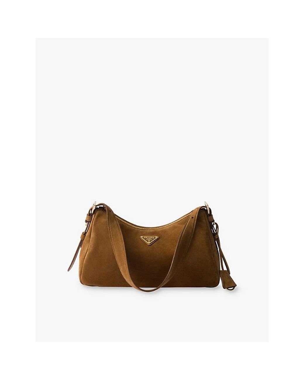Prada Aimée Medium Suede Shoulder Bag in Brown | Lyst