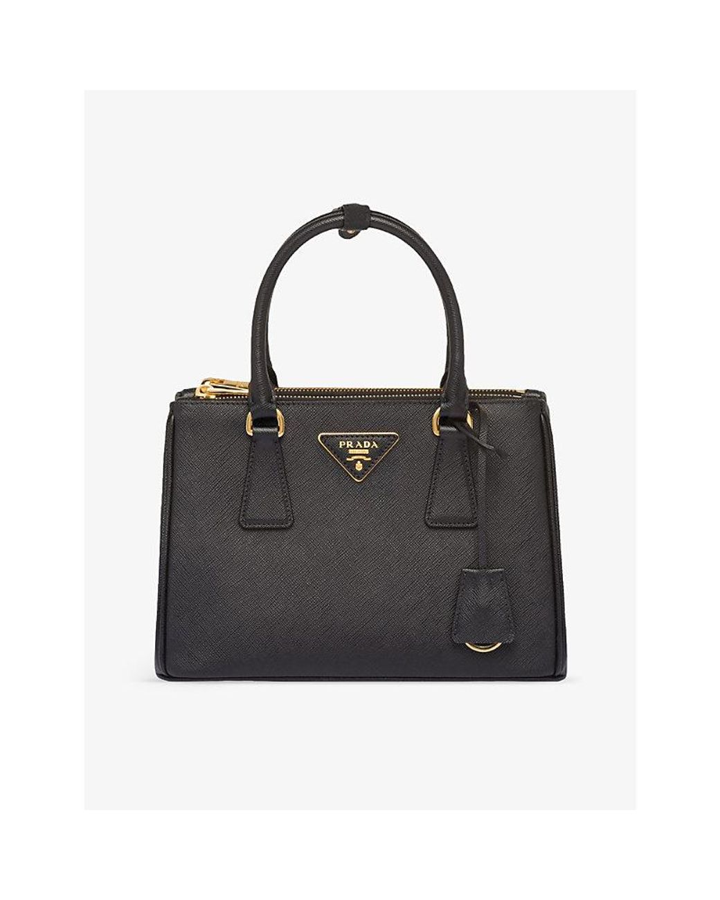 Prada Galleria Small Saffiano-Leather Tote Bag in Black | Lyst
