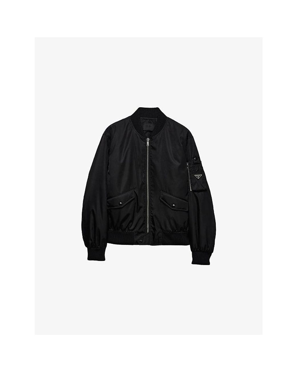 Prada Re-Nylon Shell Bomber Jacket in Black | Lyst
