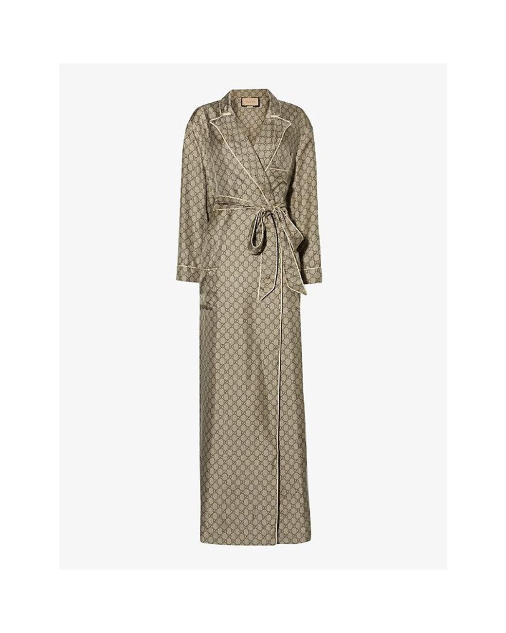 Gucci gg Supreme Monogram-print Peak-lapel Silk Robe in Natural | Lyst