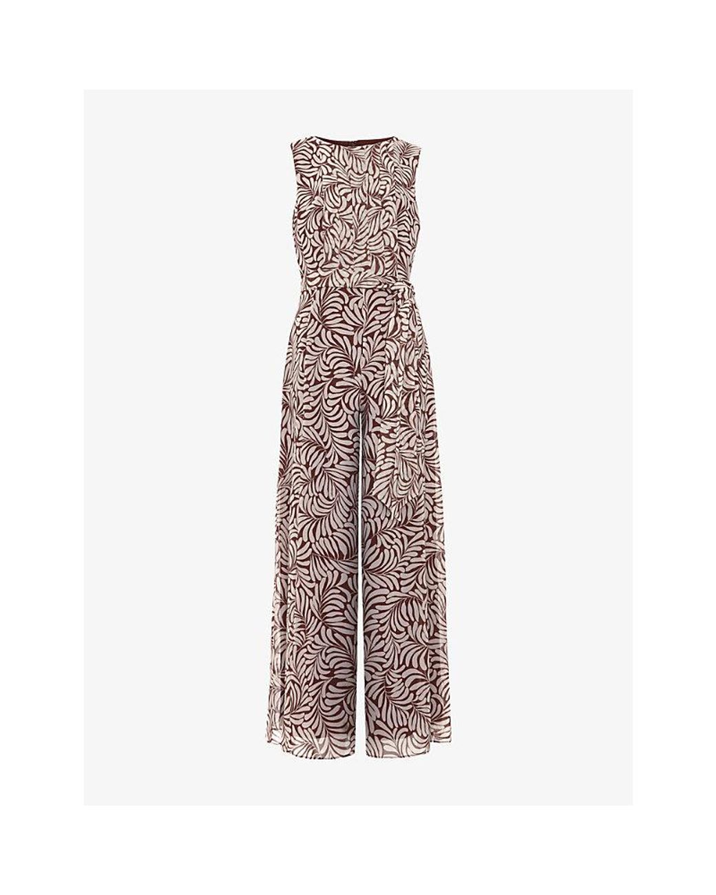 Phase Eight Janine Leaf-Print Woven Jumpsuit in Purple | Lyst
