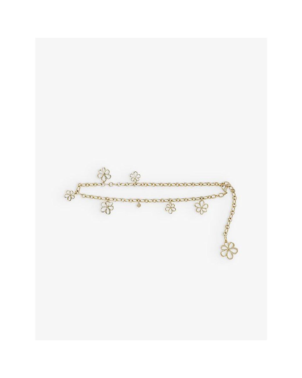 Maje Flower-Embellished-Tone Brass Chain Belt in White | Lyst
