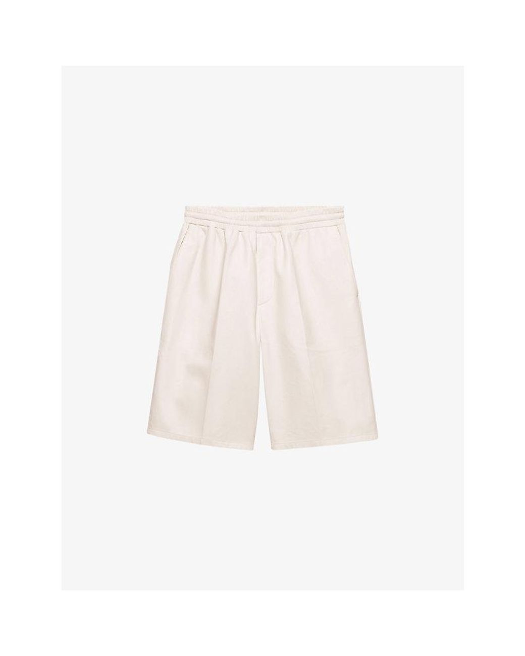 Prada Triangle-Logo Relaxed Leather Bermuda Shorts in Natural for Men ...