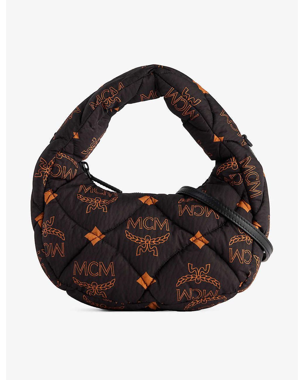 Mini Aren Quilted Hobo In Maxi Monogram Nylon Black MCM, 46% OFF