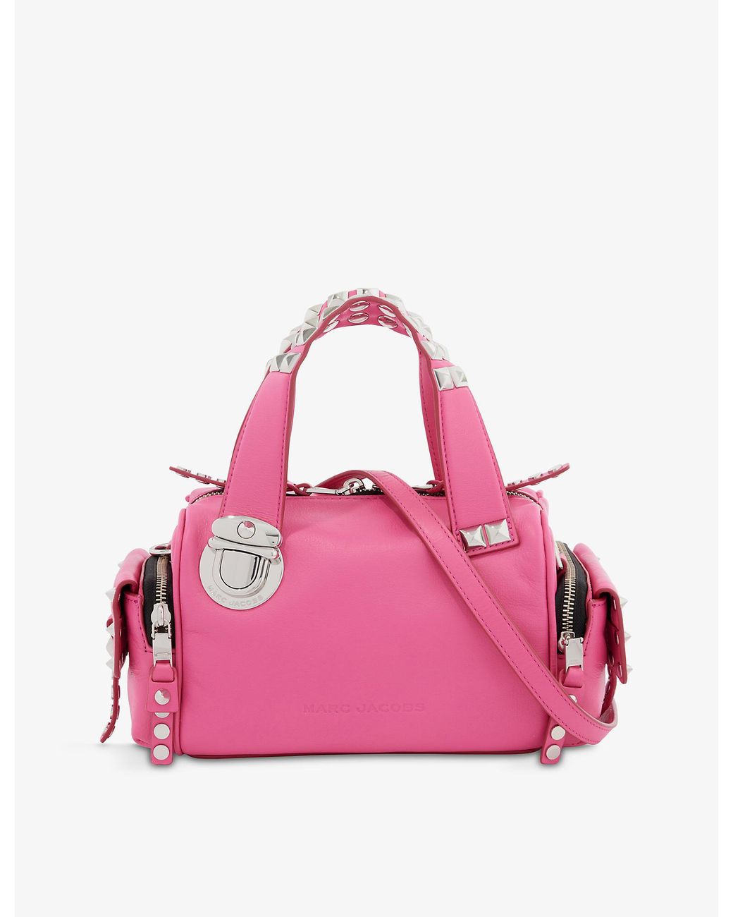 Marc Jacobs Mini Pushlock Studded Leather Shoulder Bag in Magenta (Pink ... Marc Jacobs Mini Pushlock Studded Leather Shoulder Bag in Magenta (Pink ...