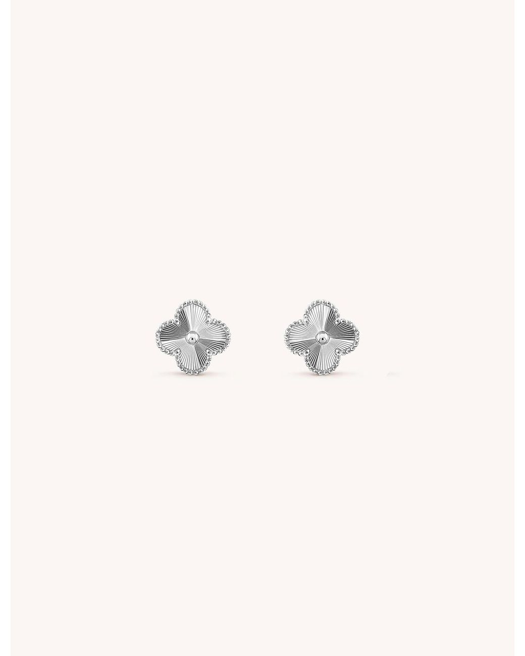 Van Cleef Arpels Vintage Alhambra 18ct White gold Stud Earrings in Natural Lyst UK